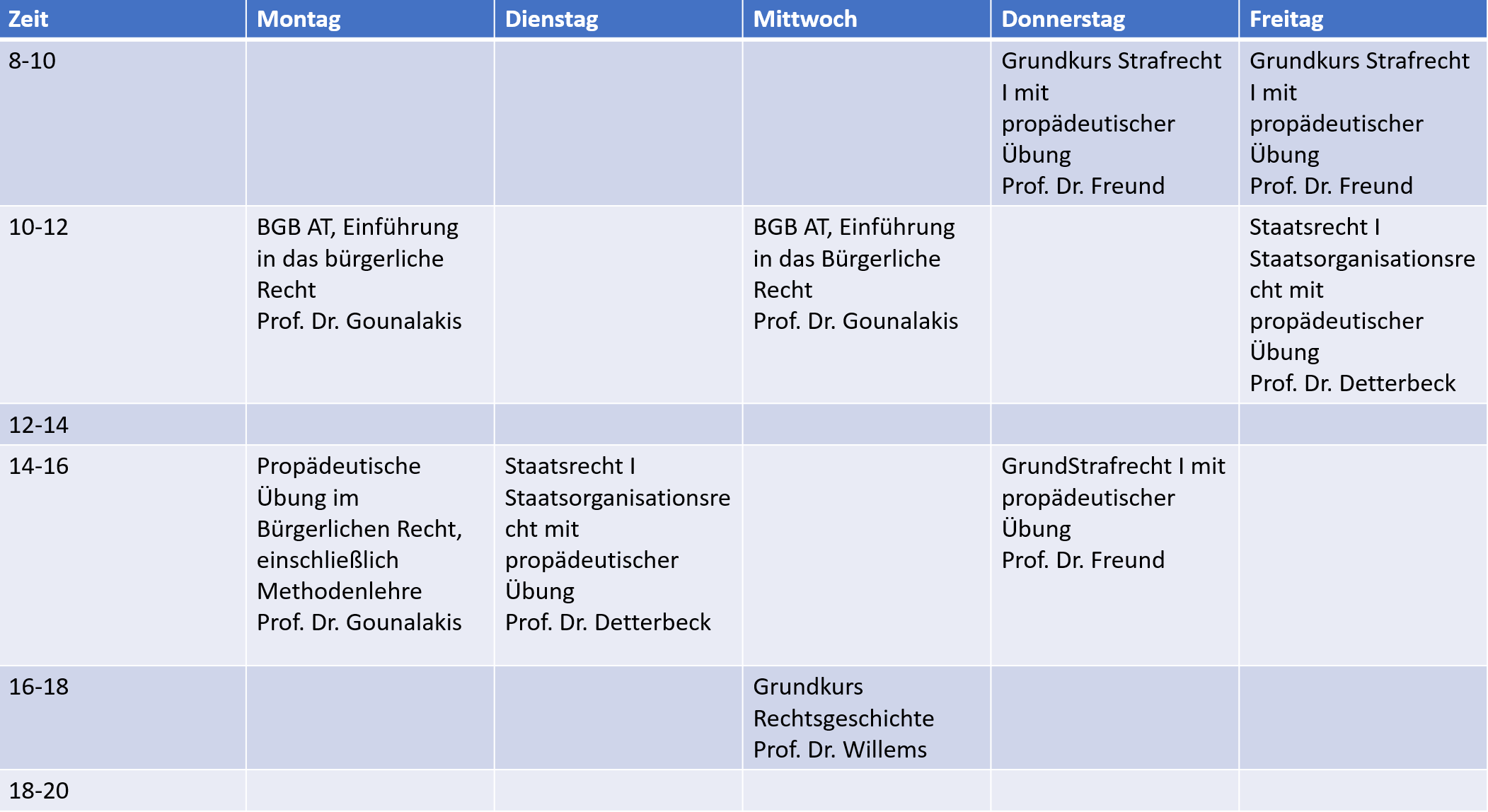 Stundenplan - #Studienanfänger*innen - Rechtswissenschaften - Philipps ...